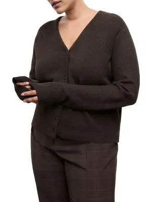 Mango Simone Fine Knit Cardigan - Dark Brown