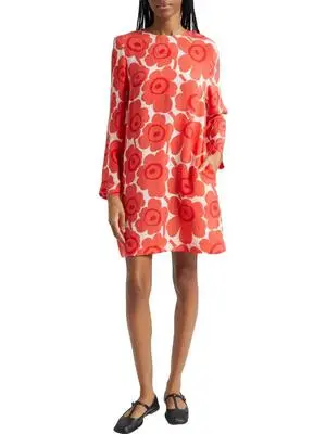 Marimekko Kouttaus Uikko Long Sleeve Dress - Red Light Pink