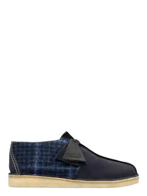 Clarks Desert Trek Harris Tweed Shoes - Navy Blue Tweed Combination