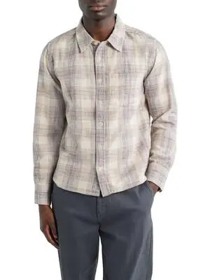 CORRIDOR Rosewood Plaid Cotton Button-up Shirt - Natural