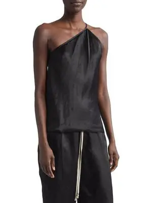 Rick Owens One-shoulder Satin Top - Black