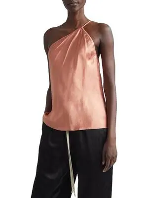 Rick Owens One-shoulder Satin Top - Coral
