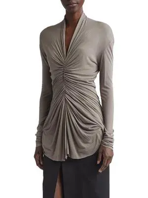Rick Owens Radiance Gathered Jersey Top - Dust