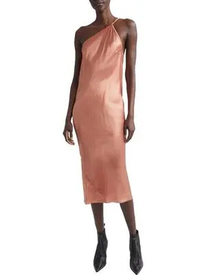 RICK OWENS One-Shoulder Satin Midi Dress