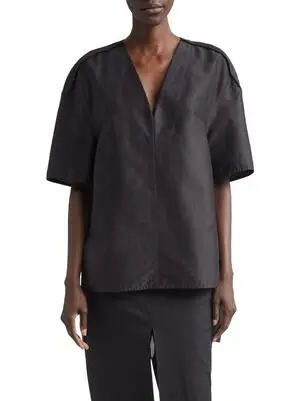 Rick Owens Island Oversize Cotton & Silk Sateen Top - Black