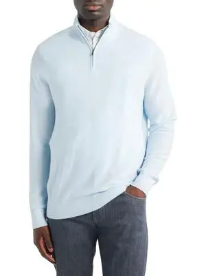 Nordstrom Cotton & Silk Quarter Zip Sweater - Blue Diamond