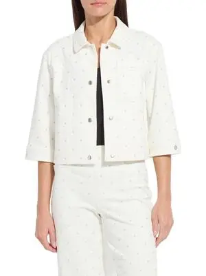 Lyssé Audrey Embellished Crop Denim Jacket - Ecru White