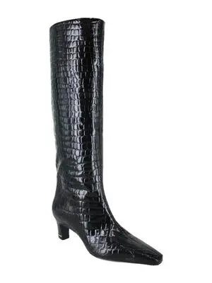 KENNETH COLE Rubia Pointed Toe Boots - Black Croco