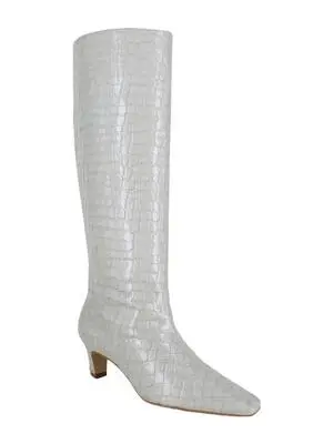 KENNETH COLE Rubia Pointed Toe Boots - Light Grey Croco