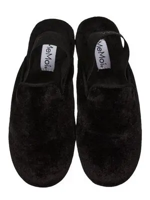 MEMOI Velvet Slingback Slippers - Black
