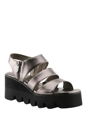 SPRING STEP SHOES Corriagte Platform Wedge Sandal - Pewter