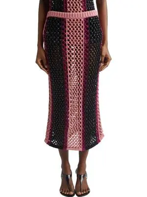 DIOTIMA Stripe Embellished Knit Skirt - Guava Multi