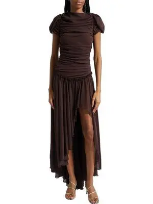 SIEDRES Adeline Semisheer Chiffon Maxi Dress - Brown