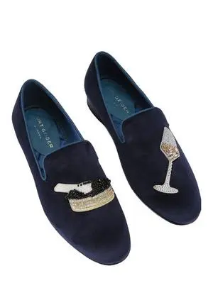 Kurt Geiger Ace Velvet Loafer - Navy