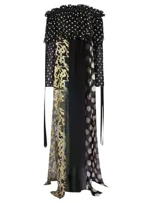 Nina Ricci Bow-detail Polka Dot Silk Maxi Dress - Black