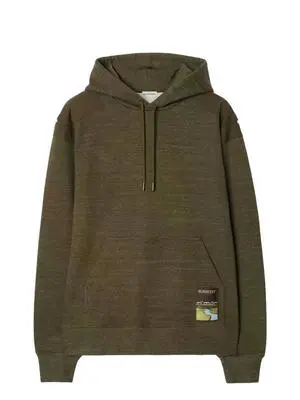 Burberry Landscape Label Cotton Hoodie - Green