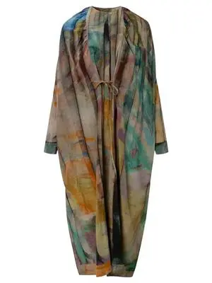 ANNTIAN Printed Tie-detailed Maxi Dress - Neutrals