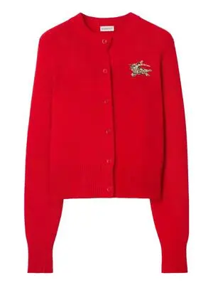 Burberry Equestrian Knight-appliqué Cardigan - Red