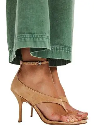 Jeffrey Campbell Opal Thong Heels - Camel Suede