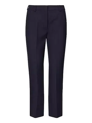 Max Mara High-rise Cigarette-leg Double-faced Canvas Trousers - Navy