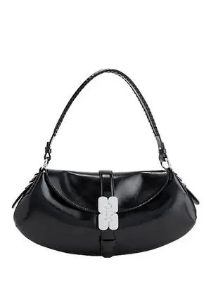 GANNI Kat Baguette Leather Shoulder Bag - Black