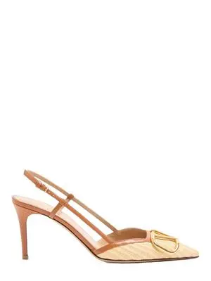 Valentino Garavani Vlogo Signature Leather Slingback Pumps - Beige