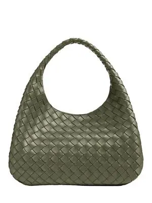 Bottega Veneta Medium Leather Intrecciato Campana Shoulder Bag - Green