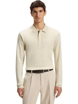 BOSS Covered-placket Polo Shirt In Cotton And Cashmere - Light Beige