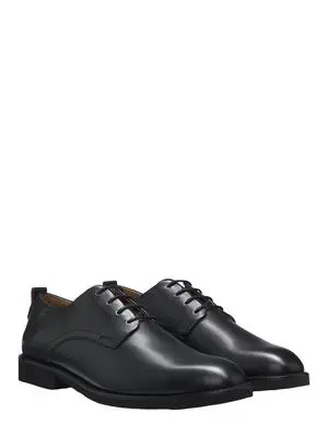 Hugo Leather Derby Shoes With Embossed Logo - Black