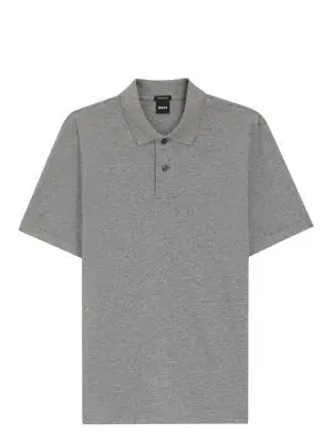 BOSS Pallas Polo Shirt In Cotton Piqué With Embroidered Logo Silver