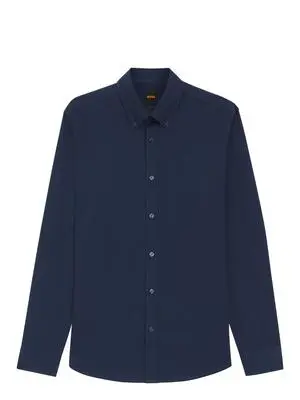 BOSS Regular-fit Shirt In Stretch-cotton Dobby - Light Blue