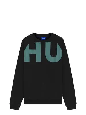 Hugo Cotton Jersey Sweatshirt With Large Logo - Black