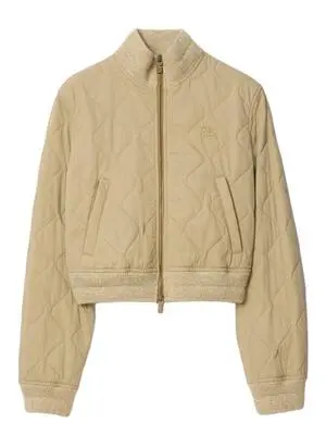 Burberry Quilted Gabardine Bomber Jacket - Dune Beige