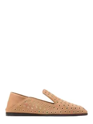 JIMMY CHOO Eliot Metal-eyelet Loafers - Brown
