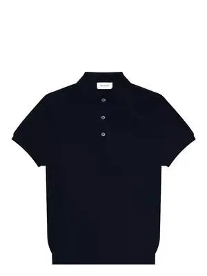 PLACE OF ËLMS Amalfi Short-sleeve Embroidered Polo Shirt - Blue