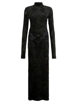 Roberto Cavalli Ornamental-print Mock-neck Dress - Black