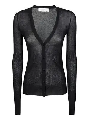Victoria Beckham Ribbed Cardigan - Black