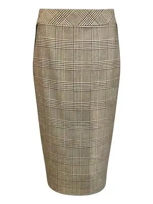 D.exterior Checked Midi Pencil Skirt - Brown