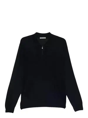 Corneliani Zip Knitted Polo Shirt - Blue