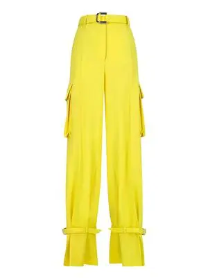 Attico Cargo Trousers With Belt - Yellow