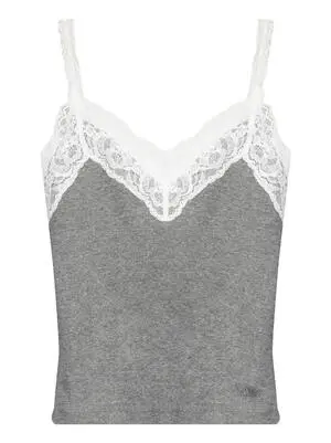 Vetements Lace-trimmed Tank Top - Grey
