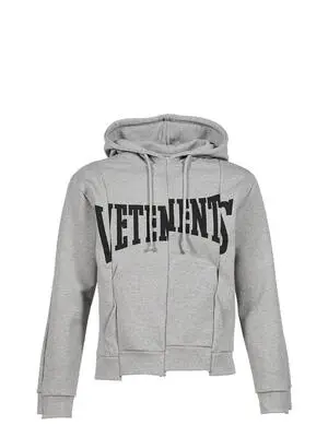 Vetements Cut-up Logo Fitted Hoodie - Grey