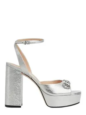 Gucci Horsebit Platform Sandal - Silver