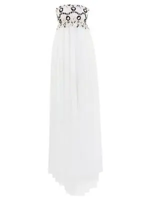 SAIID KOBEISY Embroidered Tulle Maxi Dress - White
