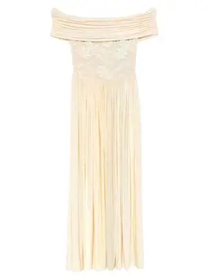 Zimmermann Lace-detail Pleated Maxi Dress - Neutrals