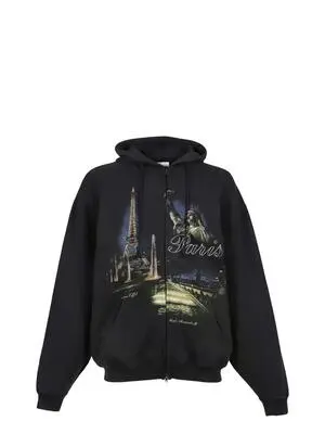Vetements Graphic Zip-up Hoodie - Black
