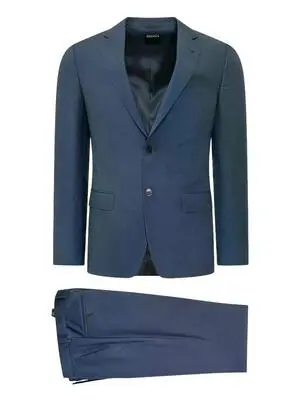 Zegna Button-up Wool Suit - Blue