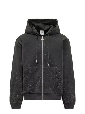 Casablanca Pattern Zip-up Hoodie - Black