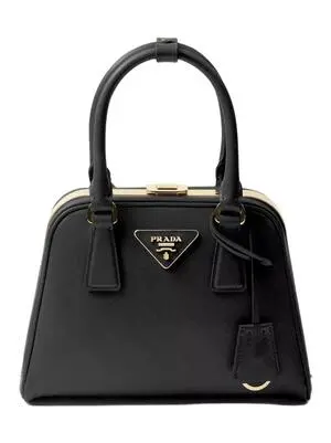 Prada Pyramid Leather Tote - Black