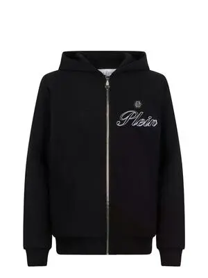 Philipp Plein Logo-embroidered Zip Hoodie - Black